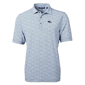 Cutter & Buck Men's Blue Denver Broncos Virtue Eco Pique Botanical Print Recycled Polo