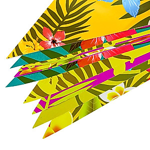 FEPITO 4 Pack Hawaiian Bunting Banner Luau Party Tropical Party Bunting Totally 12 Meters