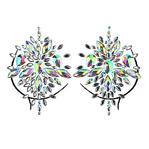Bowitzki Body and Face Gems Stickers Breast Jewels Rhinestone Nipple Covers Temporary Tattoo Glitter Body Gems Sticker Body Art Jewel for Festival Makeup (Jewels)