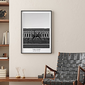 Dear Mapper Toledo United States View Abstract Road Modern Map Art Minimalist Painting Black and White Canvas Line Art Print Poster Art Line Paintings (Set of 3 Unframed) (12x16inch)