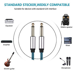 Hftywy Guitar Cable 15 ft Guitar Cord 1/4 Inch Instrument Cable 6.35mm (1/4) TS to 6.35mm (1/4) TS Stereo Audio Cable Male to Male with Zinc Alloy Housing and Nylon Braid