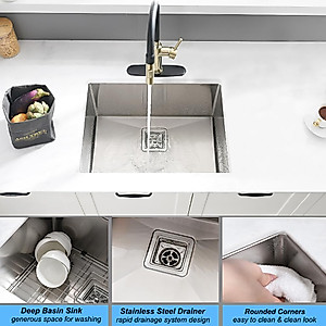 BoomHoze Undermount Laundry Utility Sink, 24"x19"x12" Deep Laundry & Utility Room Sinks 16 Gauge Stainless Steel Laundry Sink Undermount Kitchen Sink Outdoor RV Sink