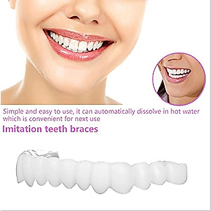 icehao Upper & Lower Teeth Veneers - Simulation Braces Snap On Smile Tooth Cover Perfect Whitening One Size Fits Most Comfortable Denture to Make White Beautiful Neatr (2pcs) 2 Count (Pack of 1)