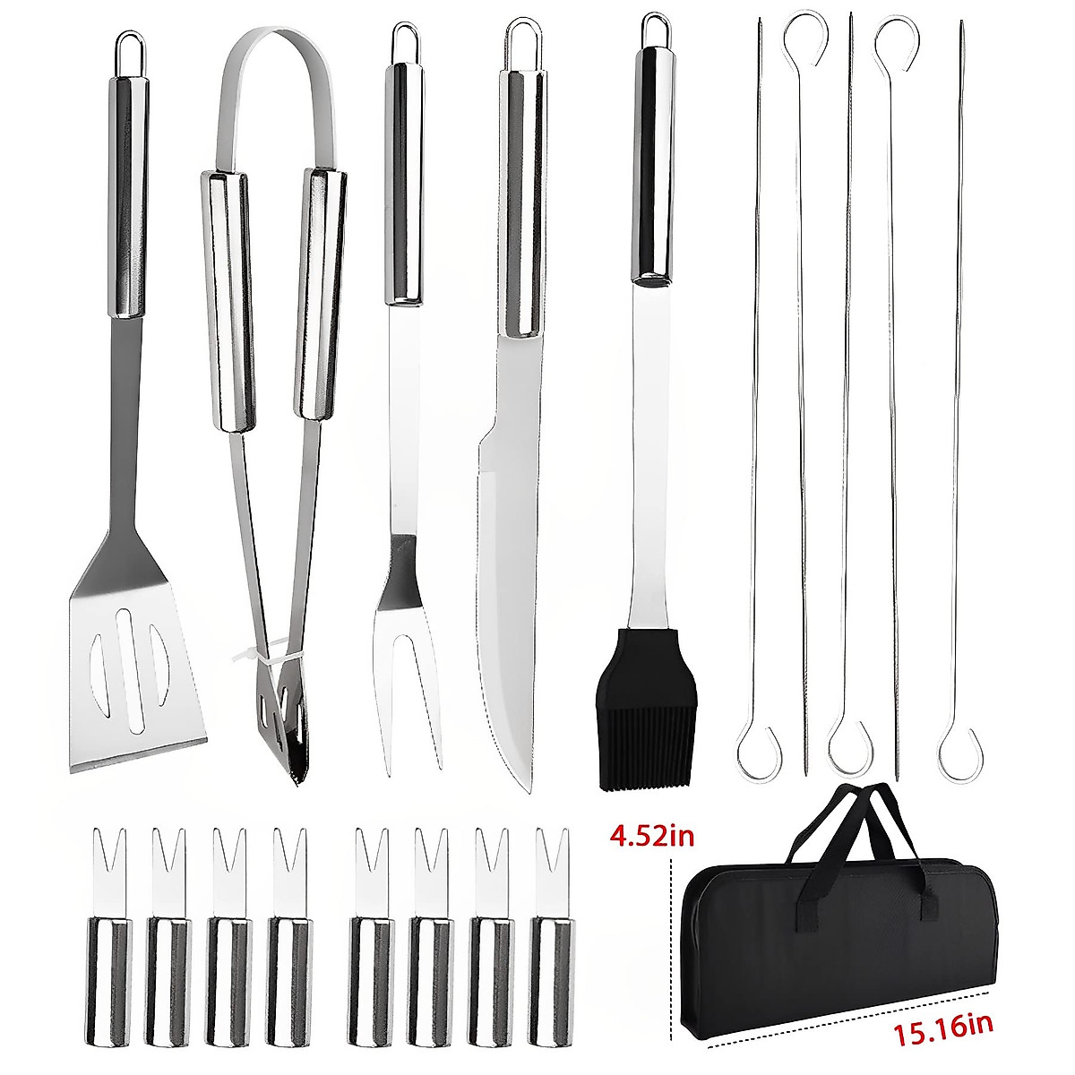 Grill Accessories Set BBQ Gifts - 18PCS Flat Top Barbecue Tools Kit for Camp Chef - Grilling Accessories for Outdoor Grill for Men - Stainless Steel Utensils Set with Spatula Fork Tongs