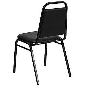 Flash Furniture HERCULES Series Trapezoidal Back Stacking Banquet Chair in Black Vinyl - Black Frame