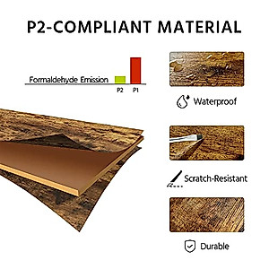 Yaheetech Industrial Kitchen Baker’s Rack Utility Microwave Oven Stand with Wire Basket & 10 S Hooks, Coffee Bar Spices Utensils Storage Shelf, Easy Assembly, Rustic Brown