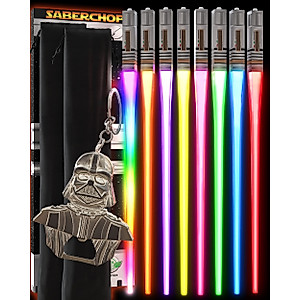 Lightsaber Chopsticks Light Up Star Wars LED Reusable 8 Color Modes 4 PAIRS FREE Darth Vader Keychain Bottle Opener