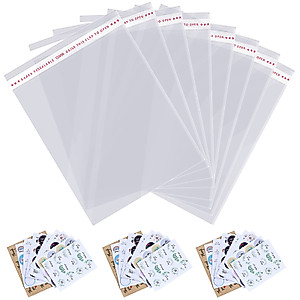 14 x 20 inches Large Resealable Cellophane Bags, 100ct Plastic Clear Self-sealing Gift Bags Self-Adhesive Sealing Plastic Cello Bags in Bulk for Gifts and Clothes, Basket Gift Bags, 100 pcs