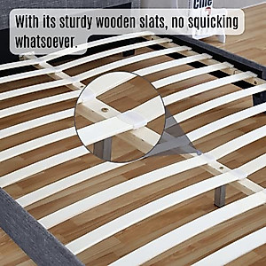 DECOMIL Queen Bed Frame with Headboard | Upholstered Platform Bed Frame, Sturdy Wooden Slats & Metal Frame | Queen Size
