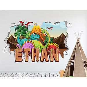 Kyle Cornhole Dinosaur Wall Decals Custom Name - Dinosaur Stickers Nursery Decor - Green