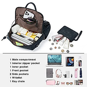 tiamyi Leather Backpack for Women, Backpack Purse for Women Fashion Convertible Shoulder Bags Daypack (1-1 Black)