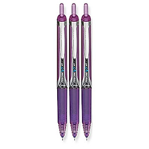 Pilot Precise V7 RT Retractable Liquid Ink Rollerball Pens, Fine Point, 0.7mm, Purple Ink, 3 Count