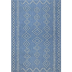 nuLOOM Sierra Moroccan Diamond Outdoor Area Rug, 6' 3" x 9' 2", Blue