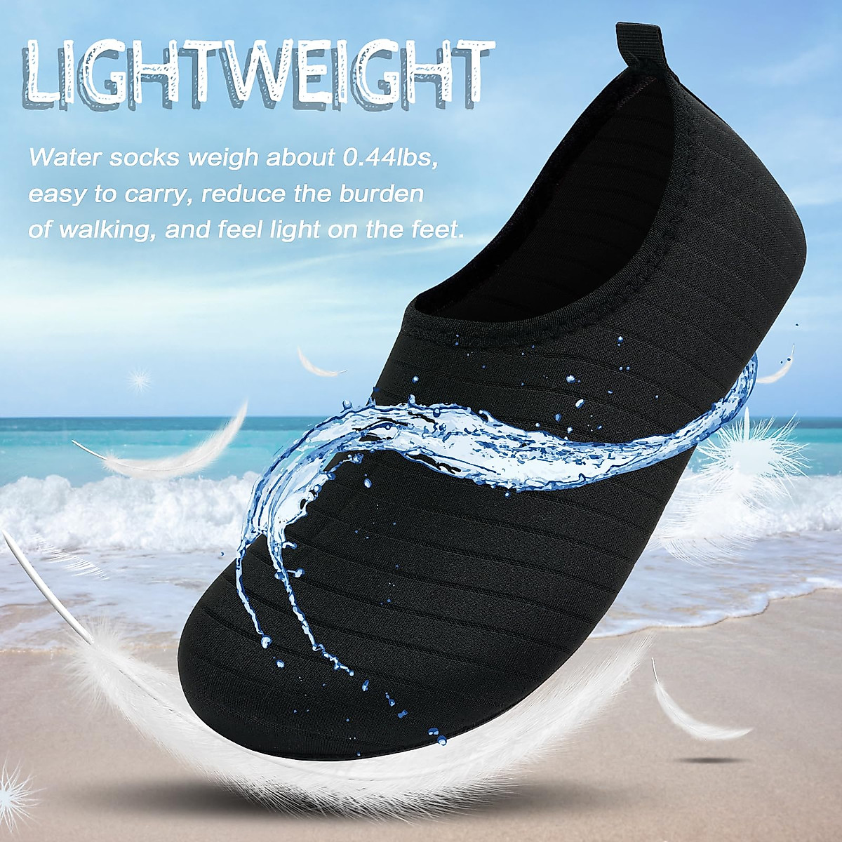 ANLUKE Water Shoes Barefoot Aqua Yoga Socks Quick-Dry Beach Swim Surf Shoes for Women Men Black/Solid 34/35