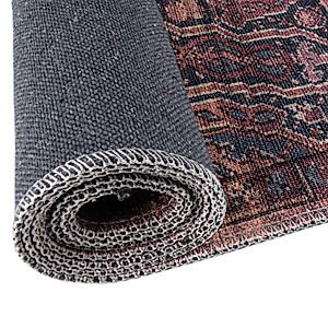 Rugs.com Maahru Collection Washable Rug – 2' x 3' Oval Rust Red Low-Pile Rug Perfect for Living Rooms, Large Dining Rooms, Open Floorplans