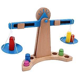 Pinsofy Weighing Scale Toy, Teaching Aid Math Teaching Balance Scales Toy Educational with Tray for Children for School