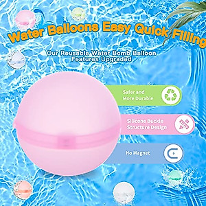 MUSMU 6 Pack Reusable Water Bomb balloons,Summer Water Toy for Boys and Girls, Pool Beach Toys for Kids,Outdoor Activities Water Games Toys Sealing Water Splash Ball for Fun