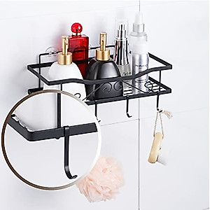 Lunuxiki Shower Caddy Adhesive 6-Pack Rustproof Shower Shelf with Soap Holder, No Drilling Shower Organizer with 4 Hooks, Bathroom Shower Rack Shelves for Inside Shower, Bathroom, Kitchen Storage