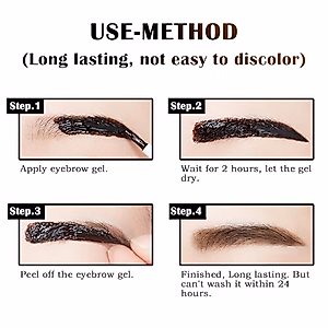 LSxia 2 Pcs Peel Off Tattoo Eyebrow Gel Set, Natural Color Eye-Brow Gel Long-Lasting Waterproof Eyebrow Tattoo, Easy Peel Off Eyebrow Brow Tattoo Makeup -Up To 3 Days (Brown)