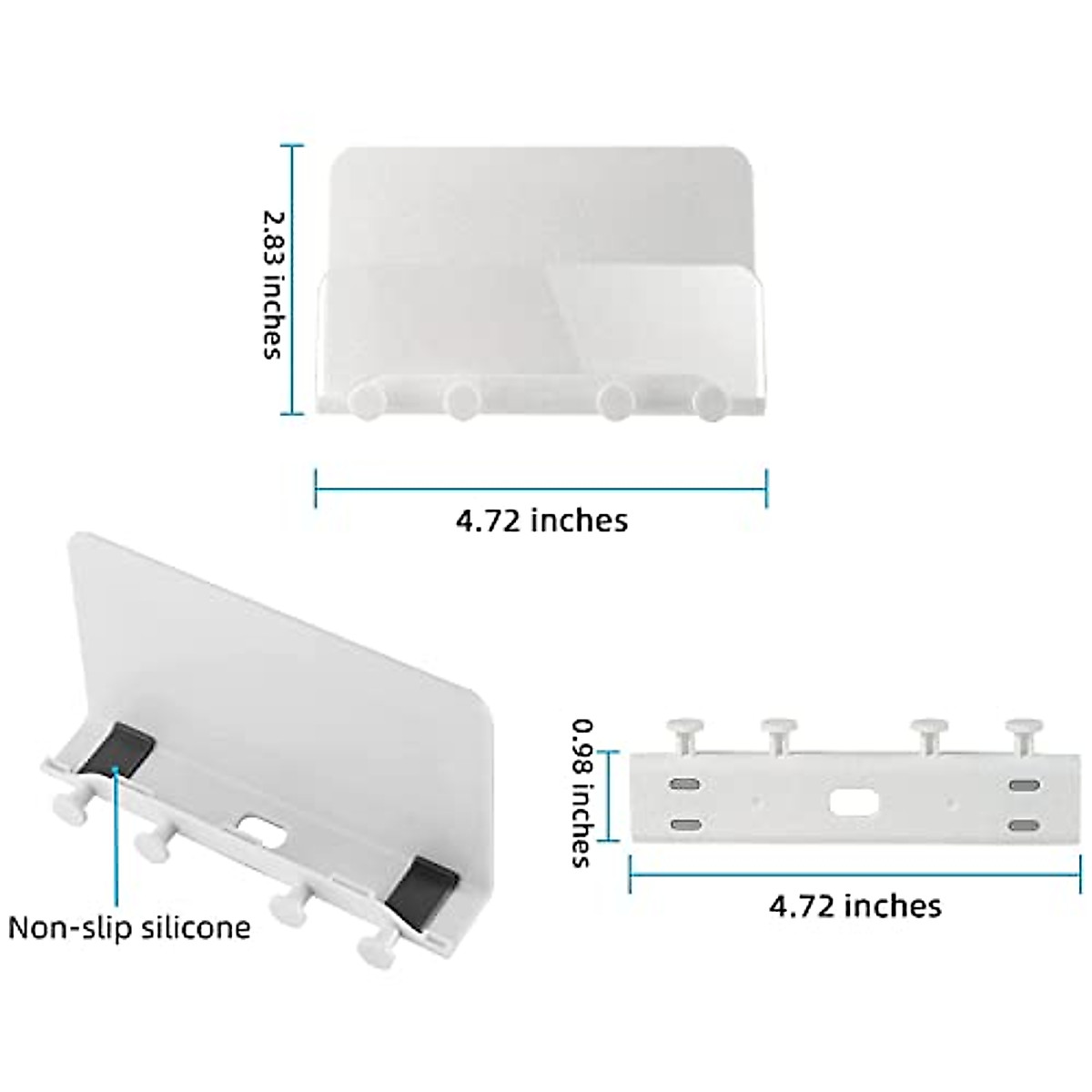 LIULANZ Clear Wall Mount Adhesive Phone Holder,Multi-Function Cell Phone Charging Brackets Holders,Hook for Living Room, Kitchen, Bathroom, Office,Compatible with Most Phones and Tablet