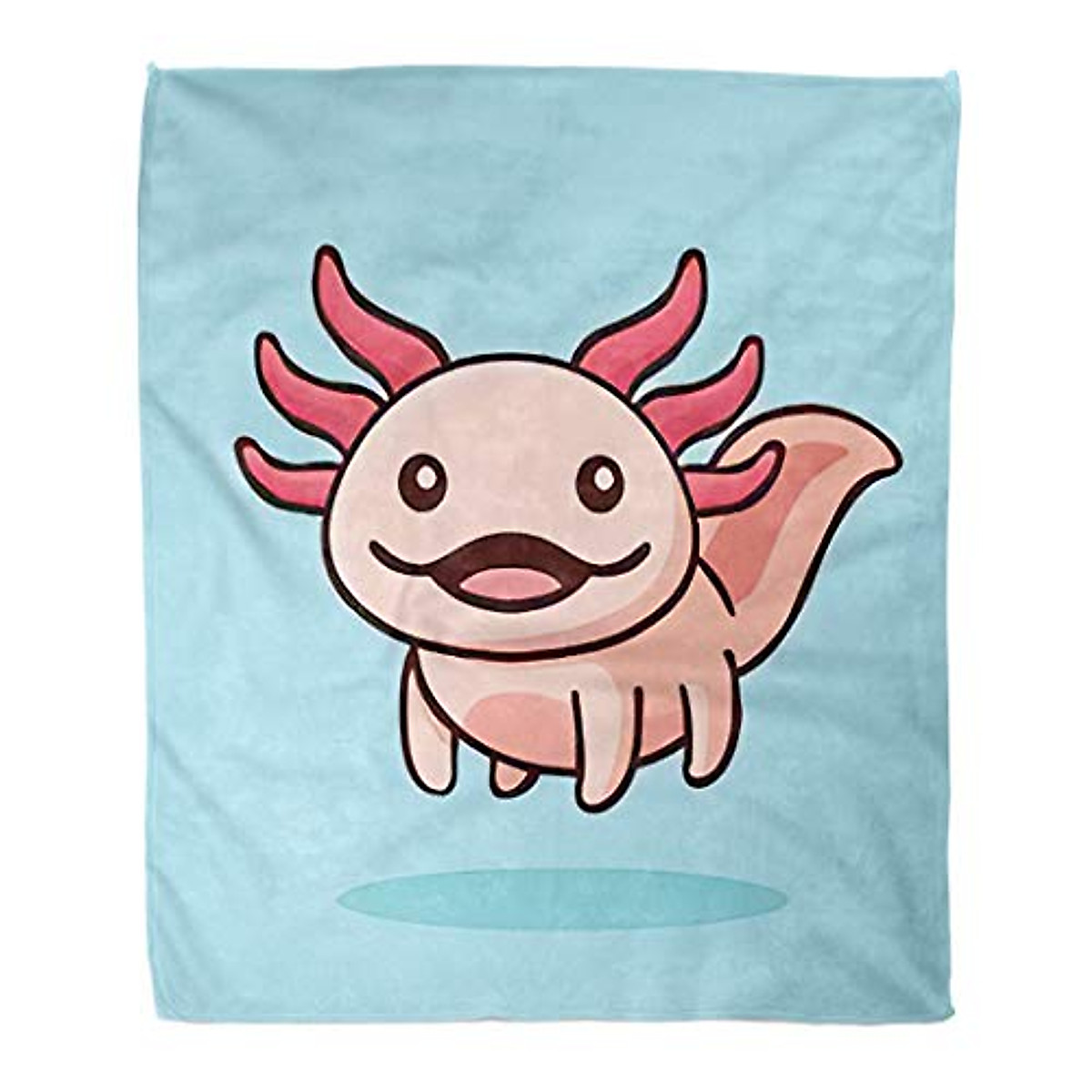 Axolotl Blanket,Plush and Warm Home Soft Cozy Portable Fuzzy Throw Blankets for Couch Bed Sofa,Cute Axolotl (Ambystoma Mexicanum) in Front of A Light Blue,40"x50"
