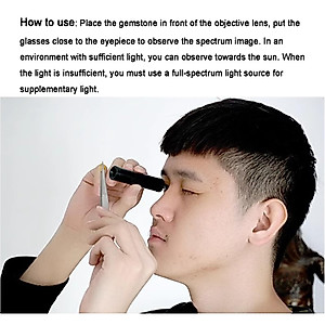 Vituord Handheld Diffraction Spectroscope, Full Spectrum Prism Spectrometer, Adjustable Focus, Jewelers Eye Loupe, for Quick Identification Antiques Gems Jewelry Rocks