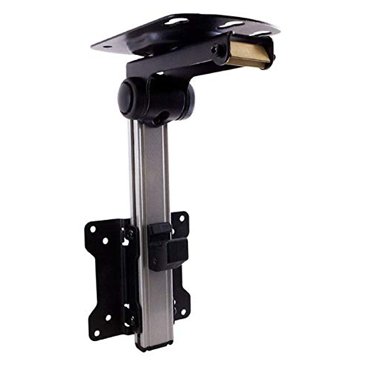 Monoprice 116122 Under Cabinet Tilt TV Wall Mount Bracket - For TVs Up to 27in Max Weight 44lbs VESA Patterns Up to 100x100 Silver