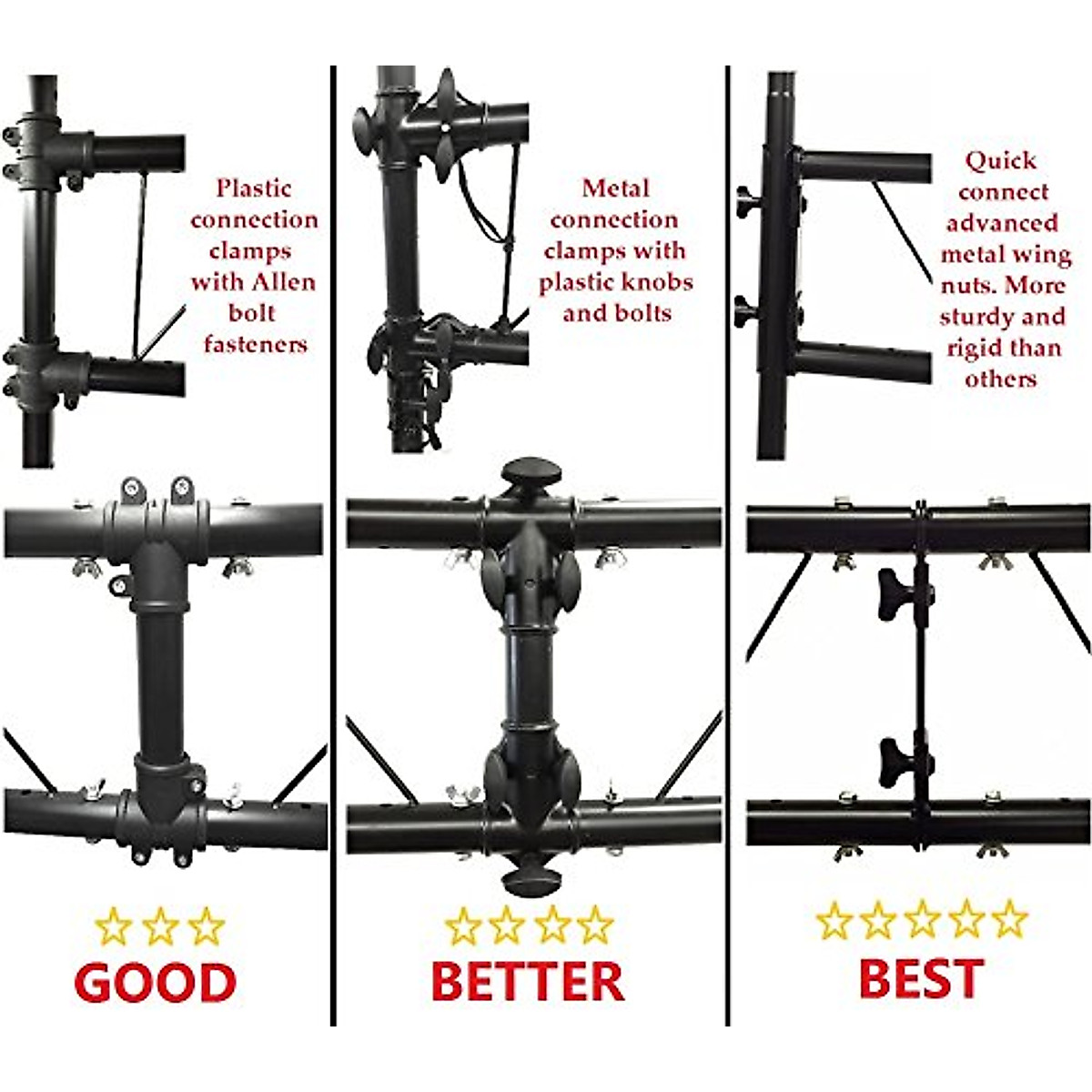 CedarsLink 15FT Portable DJ Lighting Truss/Stand w T-Bar Trussing Stage System W/Updated Wingnut Connection System All Metal Parts No Tools Required