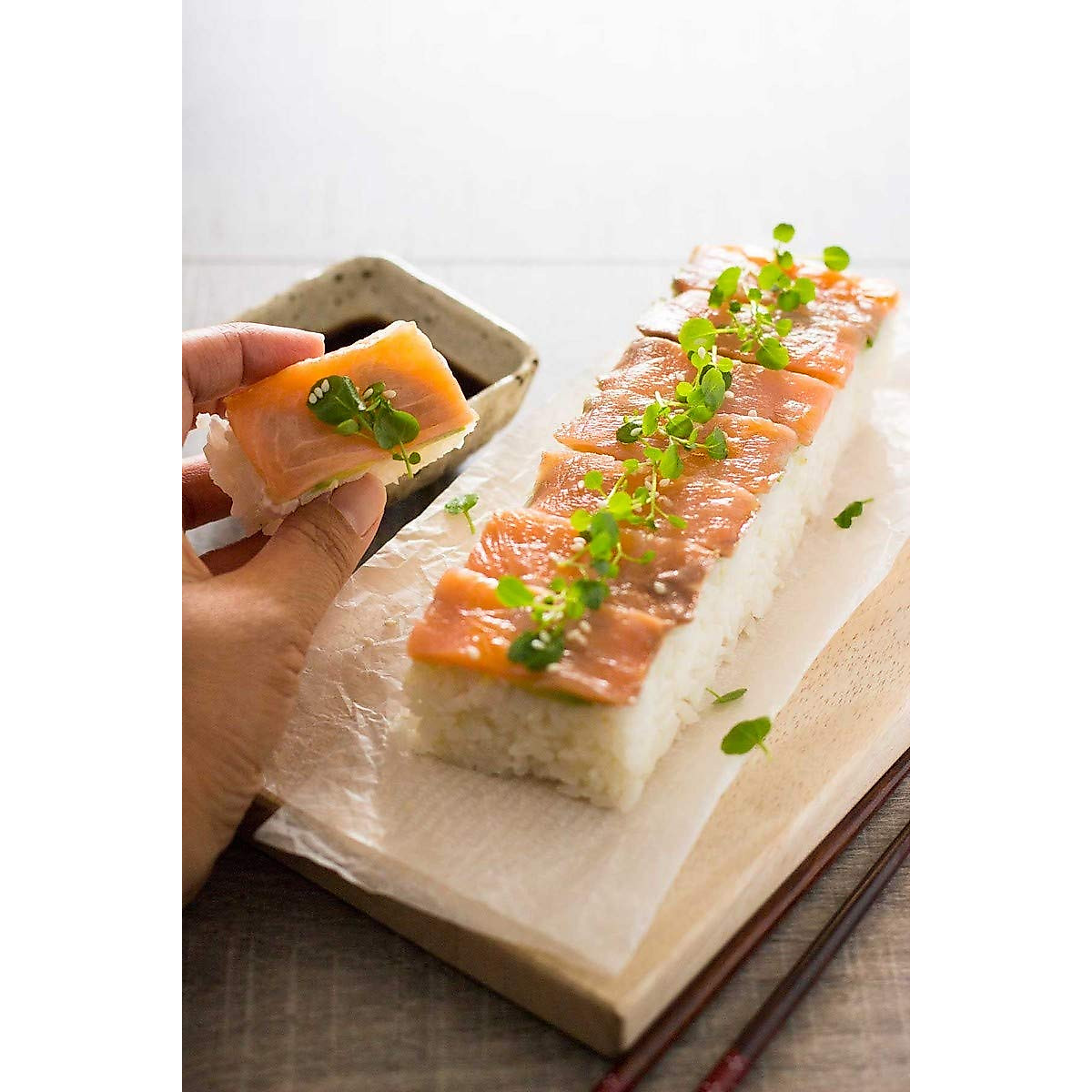 JapanBargain 3254, Japanese Sushi Press Boxed Sushi Mold Sushi Maker Rice Ball Mold Plastic Oshizushi Press Oshizushihako 5-Cuts, Made in Japan