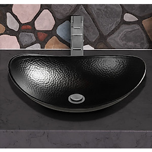 Monarch Abode 19186 Hand Hammered Matte Black Harbor Vessel Bathroom Sink (19 inches)