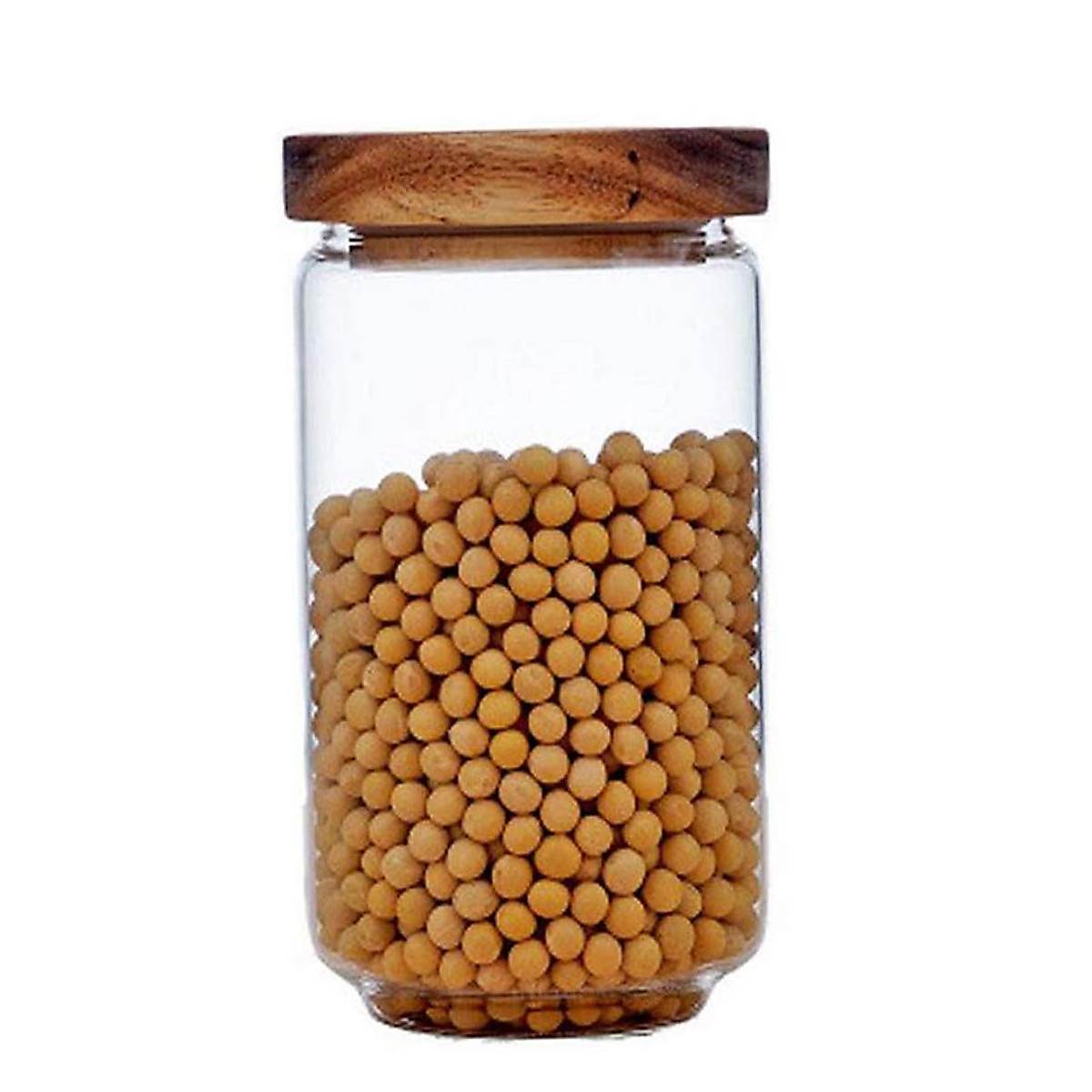 Glass Food Storage Jar 950ml/32oz Clear Glass Canister with Airtight Seal Acacia Wood Lids Kitchen Food Storage Container for Coffee Bean Loose Tea Spice Bottle Sugar Cookies Nuts Snack Candy Jar