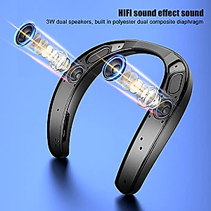 GOWENIC Neckband Portable Bluetooth Speakers, Wireless Wearable Body Speaker, Neck Speaker True 3D Stereo Sound with 3W x 2 Speaker System for Home Sport Outdoor