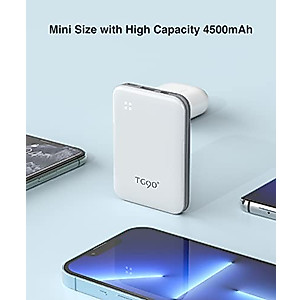 TG90° 4500mah Mini Portable Charger with Built-in Cable, Small Power Bank Portable Cell Phone Charger Compatible with iPhone 13/13 Pro Max/12/12 Pro Max/11/11 Pro Max/X/XS/8/7/6/SE and More