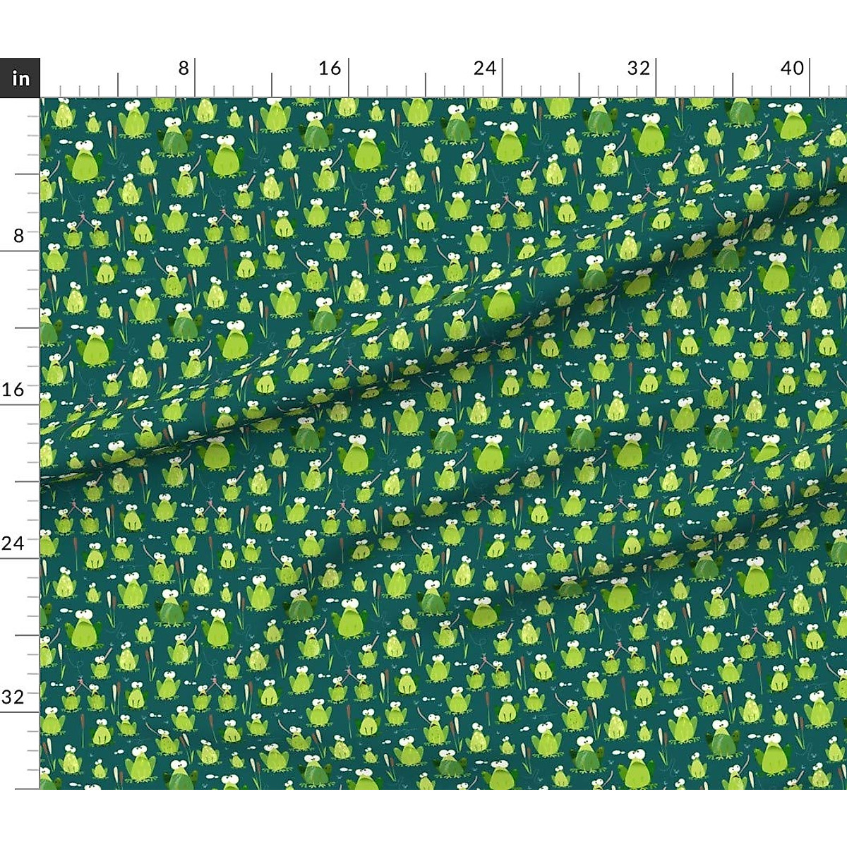 Spoonflower Fabric - Frog Toad Croak Teal Green Nature Amphibian Boys Kids Printed on Petal Signature Cotton Fabric Fat Quarter - Sewing Quilting Apparel Crafts Decor
