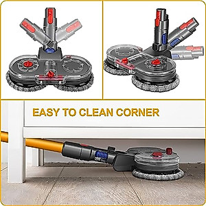 RUKHOOL Electric Mop Head Attachment for Dyson V15 V11 V10 V8 V7 Vacuum Cleaner Parts Spin Mop Replacement with 8 Washable Mop Pads 1 Water Tank