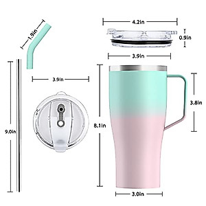 Zenbo 32 oz Insulated Tumbler with Handle Lid and Straw–Keep Drinks Cold up to 24 Hours-Stainless Steel Vacuum Insulated Mug with Handle – Leak Proof Lid, Dishwasher Safe,Fit in Car Cup Holder