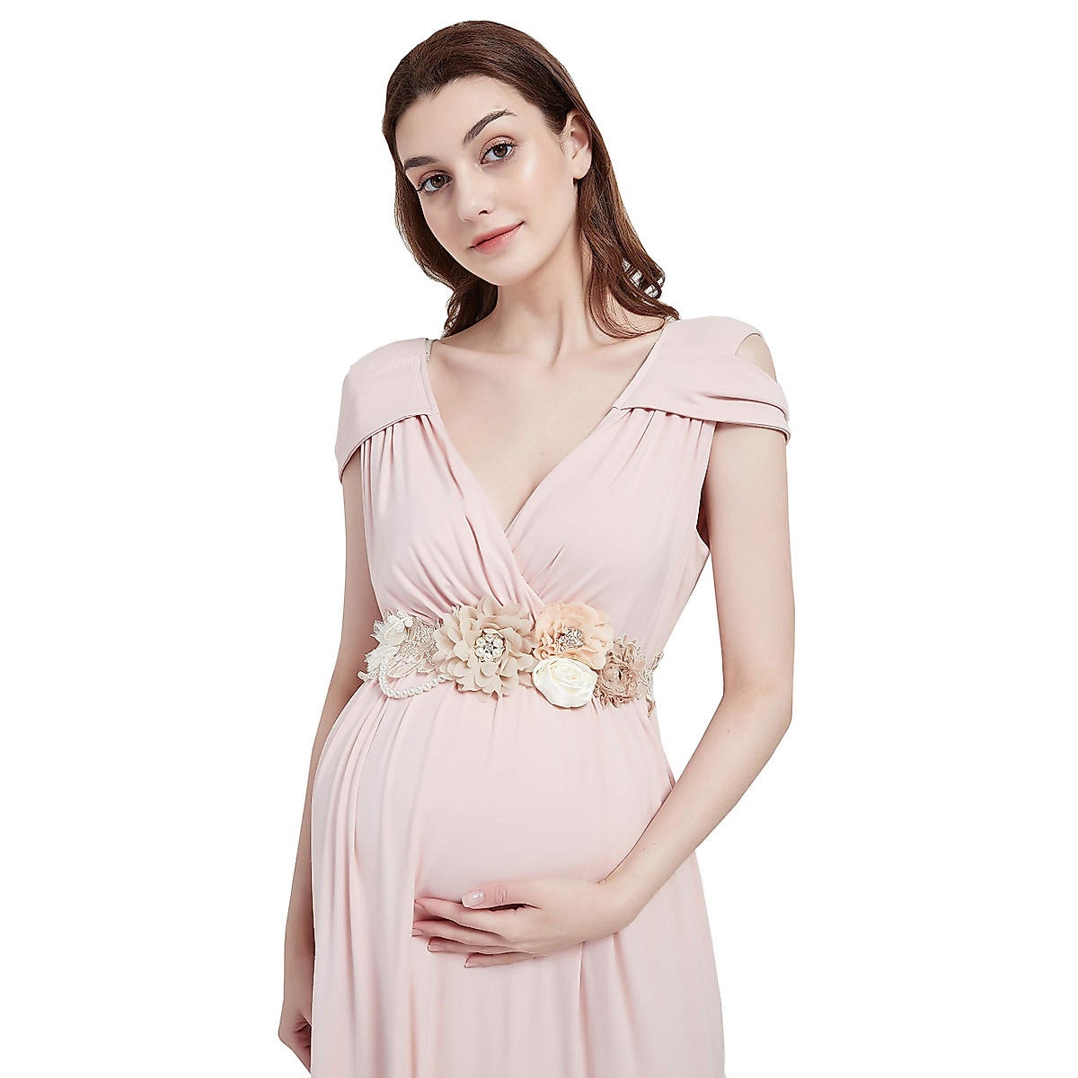 FANFAN Maternity Sash Belt Pregnant Wedding Sash Belt Bridal Sash Belts Y01 (champange)