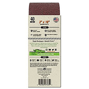 Gator 3" x 18" Red Resin Aluminum Oxide Sanding Belts, 40 Grit, 5 Pack