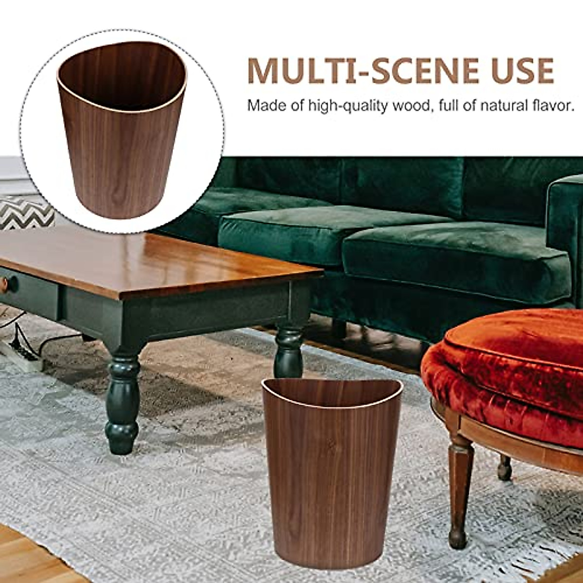 DOITOOL Bamboo Waste Basket Wooden Waste Bin Wastebasket Rustic Garbage Container Box for Home Office Farmhouse Living Room Bathroom Rubbish Litter Can 30x23cm Home Wastebasket