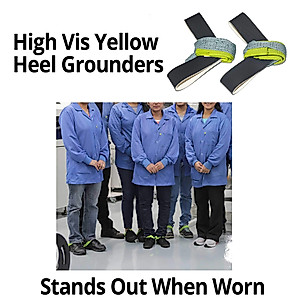 Adjustable One Size Fits All Anti Static 1M Ohm ESD Reusable Foot Heel Straps Premium Quality Perfect for Grounding, Removing Static, Protecting Electronics Against Electric Shock - Yellow - 2 Pieces