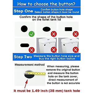 Toilet Tank Button Dual Push Flushing Toilet Button Replacement Toilet Flush Button with Thread 38mm / 1.49Inch Round (Pack of 2)