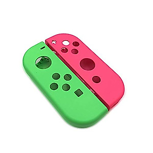 Faceplate Housing Shell Case Cover + Middle Battery Plate Bracket Replacement for Nintend Switch Joycon (Green+Pink)