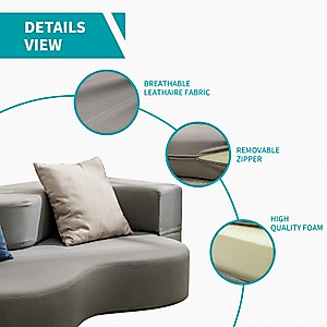 Mjkone Folding Sofa Bed, Fold Out Futon Sofá Bed, Foldable Floor Couch Bed with Memory Foam, Convertible Full Sleeper Couch Bed, Stylish Lazy Sofa Bed for Living Room, Guest Room-Light Gray