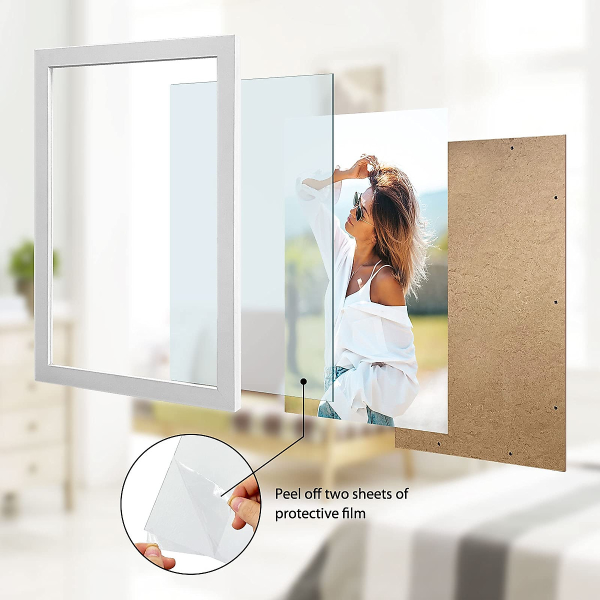 VCK 16x20 Poster Frame in White with Polished Plexiglass Set of 5 Horizontal and Vertical Formats with Included Hanging Hardware