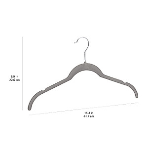 Amazon Basics Slim, Velvet, Non-Slip Shirt Clothes Hangers, Gray/Silver - Pack of 50