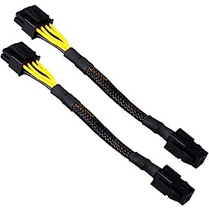 TeamProfitcom ATX 4 Pin Female to Motherboard CPU 8(4+4) Pin Male EPS 12V Converter Adapter Extension Cable Braided Sleeved for Power Supply 9 inches (2 Pack)