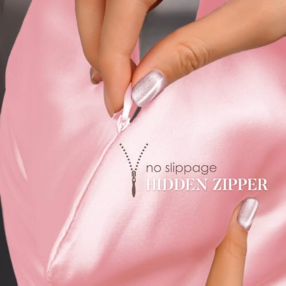 LULUSILK Pink Silk Pillowcase for Hair and Skin, Mulberry Silk Pillow Case with Zipper Closure, Standard Size, Pack of 1