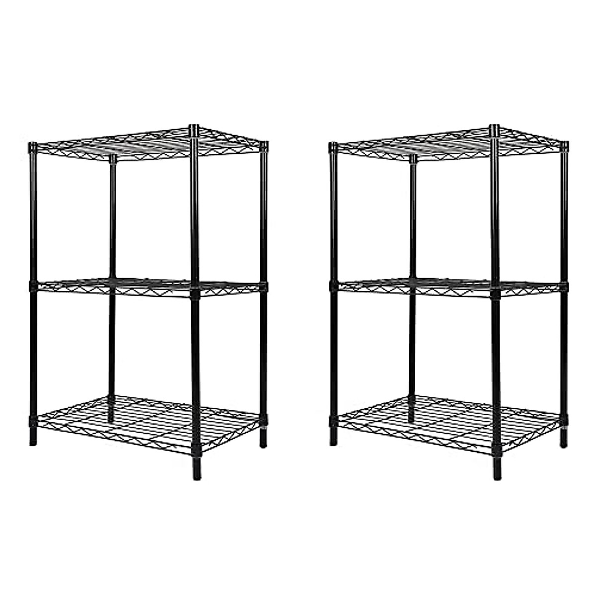 GIA Home Series 3 Tier Wire Shelving Unit Standing Storage Metal Shelves for Kitchen&Bathroom,Set of 2,Black
