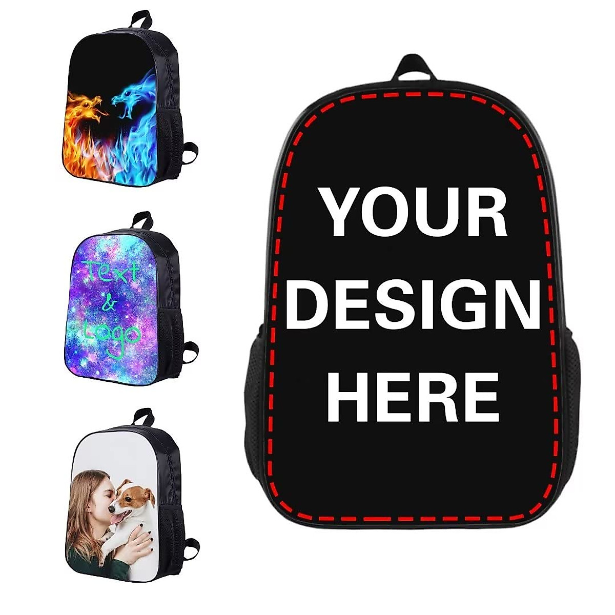 Custom Name Backpack - Personalized Photo Bookbag for Girls Kids Men Womens - Customize Travel Backpacks, One Size