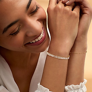 TONTMY STUDIOS Bracelet for Women Gold Layered Set Tennis CZ 2 Layer Bracelets 14K Gold Filled Simple Dainty Satellite Chain Everyday Minimalist Bracelet Jewelry